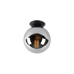 Qazqa - Art Deco Deckenlampe schwarz mit Rauchspiegel - Pallon - Silber