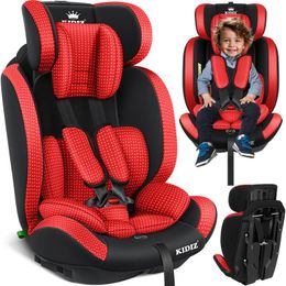 Kidiz Autokindersitz Kindersitz Kinderautositz Autositz Sitzschale 9 kg - 36 kg 1-12 Jahre Gruppe 1/2 / 3 universal zugelassen nach ece R44 Rot - Rot