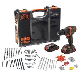 Black & Decker Black+decker BDCHD18BOA Akku Schlagbohrschrauber 18V 2x Akkus Zubehör 160-tlg.