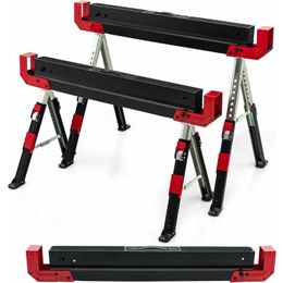 Costway - 2 x Arbeitsbock höhenverstellbar, bis 1180 kg belastbar, Klappbarer Sägebock, Rutschfeste PVC-Oberseite, Tragbarer Unterstellbock mit