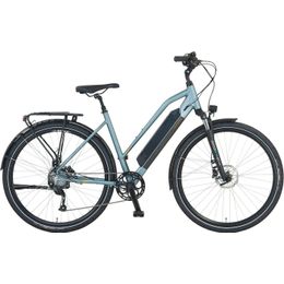 Prophete E-Bike Entdecker 1.0, 8 Gang Shimano, Kettenschaltung, Heckmotor, 418 Wh Akku, Pedelec, Elektrofahrrad für Damen, Trekkingrad, silberfarben