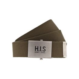 H.I.S. H.I.S Stoffgürtel Bandgürtel mit H.I.S Logo auf der Koppelschließe, grün