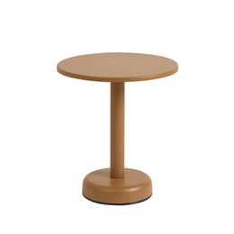 muuto - Linear Steel Outdoor Kaffeetisch, Ø 42 x H 47 cm, burnt orange RAL 8001