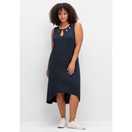 sheego Große Größen: Ärmelloses Jerseykleid mit Cut-outs am Ausschnitt, tiefblau, Gr.40