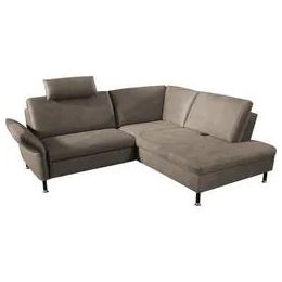 Ecksofa Alina "Janis" Sofas Gr. B/H/T: 252cm x 108cm x 207cm, Microfaser GDU, Ottomane rechts, beige (taupe gdu 2) inkl. Sitztiefenverstellung und Kopfstütze