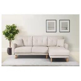 Ecksofa Home Affaire "Triplo, Zierkissen, Schlaffunktion, B/T/H: 234/164/89 cm, L-Form" Sofas Gr. B/H/T: 234cm x 89cm x 164cm, Struktur weich, Recamiere rechts, ohne Bettfunktion-ohne Bettkasten, beige wahlweise mit Bettfunktion und Bettkasten, Liegefläche 210132 cm