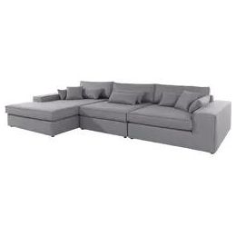 Ecksofa RAUM.ID "Enid L-Form", grau (hellgrau), B:360cm H:75cm T:190cm, Baumwollmix (60% Baumwolle/40% Leinen), Struktur fein (100% Polyester), Samtoptik (100% Polyester), Sofas, 3 Teile, bestehend aus Modulen, in vielen Bezügen, auch in Breitcord