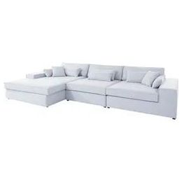 Ecksofa RAUM.ID "Enid L-Form" Sofas Gr. B/H: 360cm x 75cm, Struktur (recyceltes Polyester), Ottomane links, silberfarben (silber) 3 Teile, bestehend aus Modulen, in vielen Bezügen, auch Breitcord