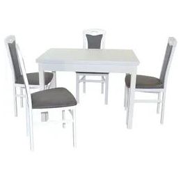 Essgruppe HOFMANN LIVING AND MORE "5tlg. Tischgruppe" Sitzmöbel-Sets Gr. B/H/T: 45cm x 95cm x 48cm, Polyester, Ansteckplatte, weiß (weiß + schwarz weiß) Stühle montiert