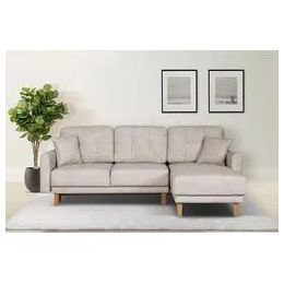 Ecksofa Home Affaire "Triplo, Zierkissen, Schlaffunktion, B/T/H: 234/164/89 cm, L-Form" Sofas Gr. B/H/T: 234cm x 89cm x 164cm, Samtoptik, Recamiere rechts, mit Bettfunktion-mit Bettkasten, beige (creme) wahlweise mit Bettfunktion und Bettkasten, Liegefläche 210132 cm