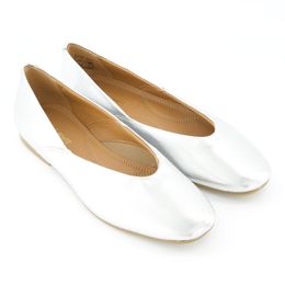 TK Maxx Silberfarbene Ballerinas aus Leder