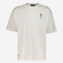 TK Maxx Cremefarbenes Sport-T-Shirt mit grüner LA-Stickerei