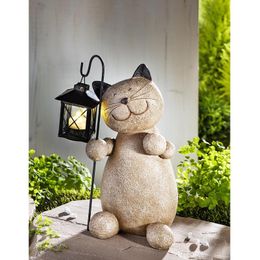 Dekofigur "Katze Carlo" mit LED-Laterne