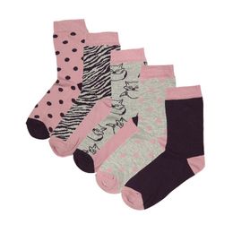 Minymo - Socken WILD FOX 5er-Pack in lila/rosa/grau, Gr.27-30