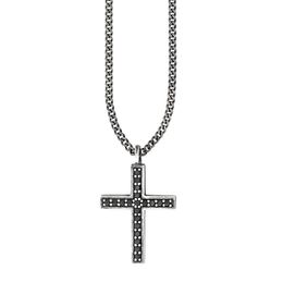 CAI Anhänger mit Kette 925/- Sterling Silber Spinell schwarz 60cm Matt 0,018ct