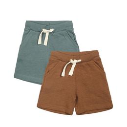 Minymo - Sweat-Shorts BASIC 53 2er Pack in braun/blau meliert, Gr.92