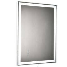 kleankin Badezimmerspiegel LED-Spiegel Nebelfreier Wandspiegel Touch-Schalter 3 Farben Alu 70 x 50 x 3 cm
