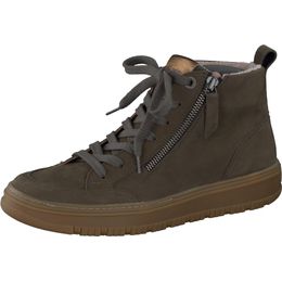 Paul Green Schnürstiefeletten, Reißverschluss, Leder, für Damen, grün, 38.5