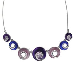 Steuer Lange Kette &raquo;Metallcollier silberfarben mit 7 Anh&auml;ngern lilat&ouml;ne&laquo; violett 49,5cm Verspieltes Metallcollier mit Schlangenkette in silberfarben