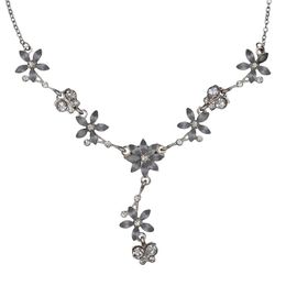 Steuer Collierkettchen »Metall Y-Collier silberf. Mit Blumen und Schmetterlingen« silbergrau 49cm Zierliches Blütencollier in Y-Form