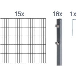 Alberts Doppelstabmattenzaun Grundset, (Set), Höhe: 80 - 160 cm, Gesamtlänge: 4 - 30 m, zum Einbetonieren, grau