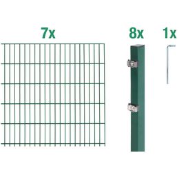 Alberts Doppelstabmattenzaun Grundset, (Set), Höhe: 80 - 160 cm, Gesamtlänge: 4 - 30 m, zum Einbetonieren, grün