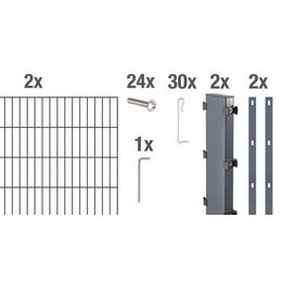 Alberts Gabionenzaun Gabionen-Anbauset Step², (Set), anthrazit, Höhe: 100 und 180cm, Breite: 2m, zum Einbetonieren, grau