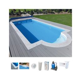 KWAD Schwimmbecken STYROPOR®STEIN POOL ALL INCLUSIVE, BxLxH: 300x600x150 cm (Set), mit Römertreppe, inkl. Beckenrandsteine & Poolbeleuchtung, weiß