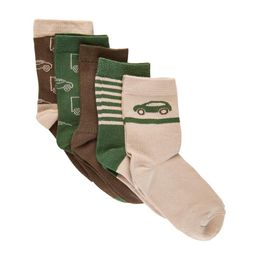 Minymo - Socken MULTI PATTERN 5er-Pack in braun/grün, Gr.35-38
