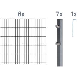 Alberts Doppelstabmattenzaun Grundset, (Set), Höhe: 80 - 160 cm, Gesamtlänge: 4 - 30 m, zum Einbetonieren, grau