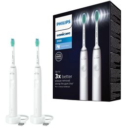 PHILIPS SONICARE Elektrische Zahnbürste Series 3100 HX3675/13, Aufsteckbürsten: 2 St., Doppelpack, mit 4-Quadranten-Timer und 2-Minuten-Timer, weiß