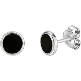 Firetti Paar Ohrstecker Schmuck Geschenk, Ohrringe Kreis rund, Silber 925, mit Lack, schwarz|silberfarben