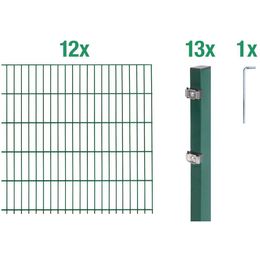 Alberts Doppelstabmattenzaun Grundset, (Set), Höhe: 80 - 160 cm, Gesamtlänge: 4 - 30 m, zum Einbetonieren, grün