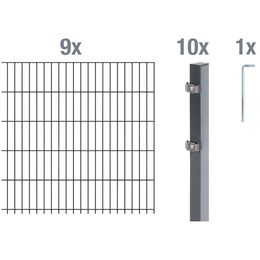 Alberts Doppelstabmattenzaun Grundset, (Set), Höhe: 80 - 160 cm, Gesamtlänge: 4 - 30 m, zum Einbetonieren, grau