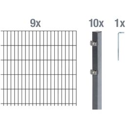 Alberts Doppelstabmattenzaun Grundset, (Set), Höhe: 80 - 160 cm, Gesamtlänge: 4 - 30 m, zum Einbetonieren, grau