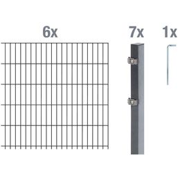 Alberts Doppelstabmattenzaun Grundset, (Set), Höhe: 80 - 160 cm, Gesamtlänge: 4 - 30 m, zum Einbetonieren, grau