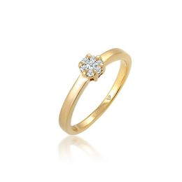 Elli DIAMONDS Verlobungsring Blume Verlobung Diamant (0.12 ct) 585 Gelbgold, goldfarben