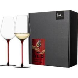 Eisch Champagnerglas RED SENSISPLUS, Kristallglas, 400 ml, 2-teilig, Made in Germany, rot|schwarz|weiß