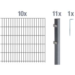 Alberts Doppelstabmattenzaun Grundset, (Set), Höhe: 80 - 160 cm, Gesamtlänge: 4 - 30 m, zum Einbetonieren, grau