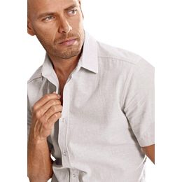 John Devin Kurzarmhemd Regular Fit, Sommerhemd mit Kentkragen aus Baumwoll-Leinen Mischung, beige