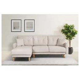 Ecksofa Home Affaire "Triplo, Zierkissen, Schlaffunktion, B/T/H: 234/164/89 cm, L-Form" Sofas Gr. B/H/T: 234cm x 89cm x 164cm, Struktur weich, Recamiere links, mit Bettfunktion-mit Bettkasten, beige wahlweise mit Bettfunktion und Bettkasten, Liegefläche 210132 cm