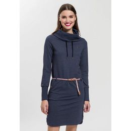 Ragwear Sweatkleid LAURRA (2-tlg., mit abnehmbarem Gürtel) stylisches Langarmkleid mit praktischen Eingrifftaschen, blau