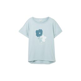 Tom Tailor Damen T-Shirt mit Print, blau, Print, Gr. S