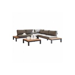 SonnenPartner Gartenlounge-Set SonnenPartner 4-teilige Lounge-Sitzgruppe Equila Aluminium/Teakholz