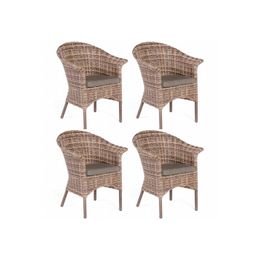 SonnenPartner Gartenstuhl SonnenPartner 4x Garten-Sessel Cayman Aluminium/Polyrattan nature-mix