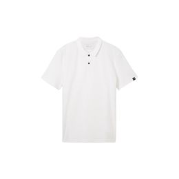 Tom Tailor Denim Herren Poloshirt mit Struktur, weiß, Uni, Gr. XXL