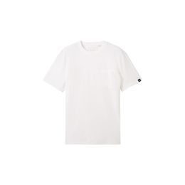 Tom Tailor Denim Herren T-Shirt mit Brusttasche, weiß, Uni, Gr. XXL