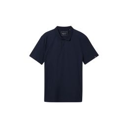 Tom Tailor Denim Herren Poloshirt mit Struktur, blau, Uni, Gr. S