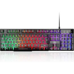 Rii Regenbogen RGB-Hintergrundbeleuchtung Gaming-Tastatur (mit Ergonomisches Design
