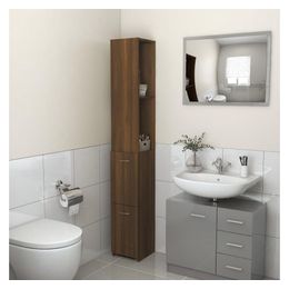 vidaXL Badmöbel-Set Badezimmerschrank Braun Eichen-Optik 25x25x170 cm Holzwerkstoff